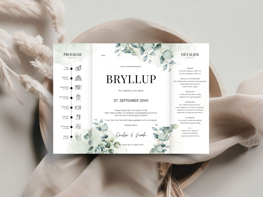 Invitation til bryllup | Natur tema | Redigerbar invitation