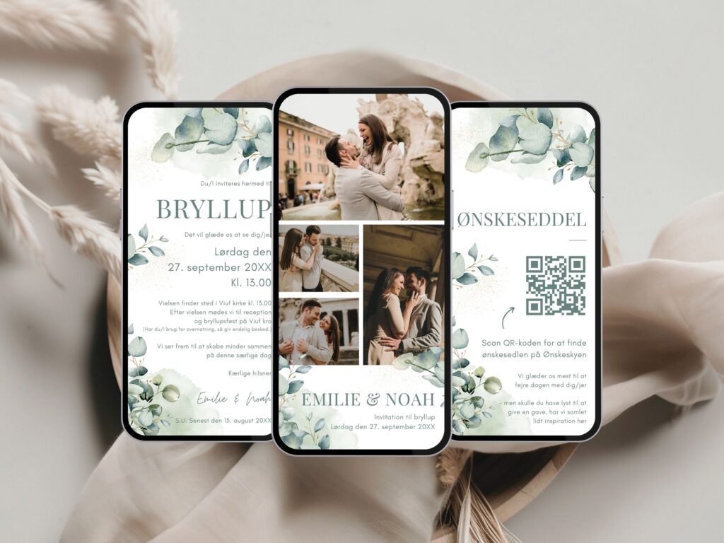 Digital invitation til bryllup | Natur | Redigerbar skabelon